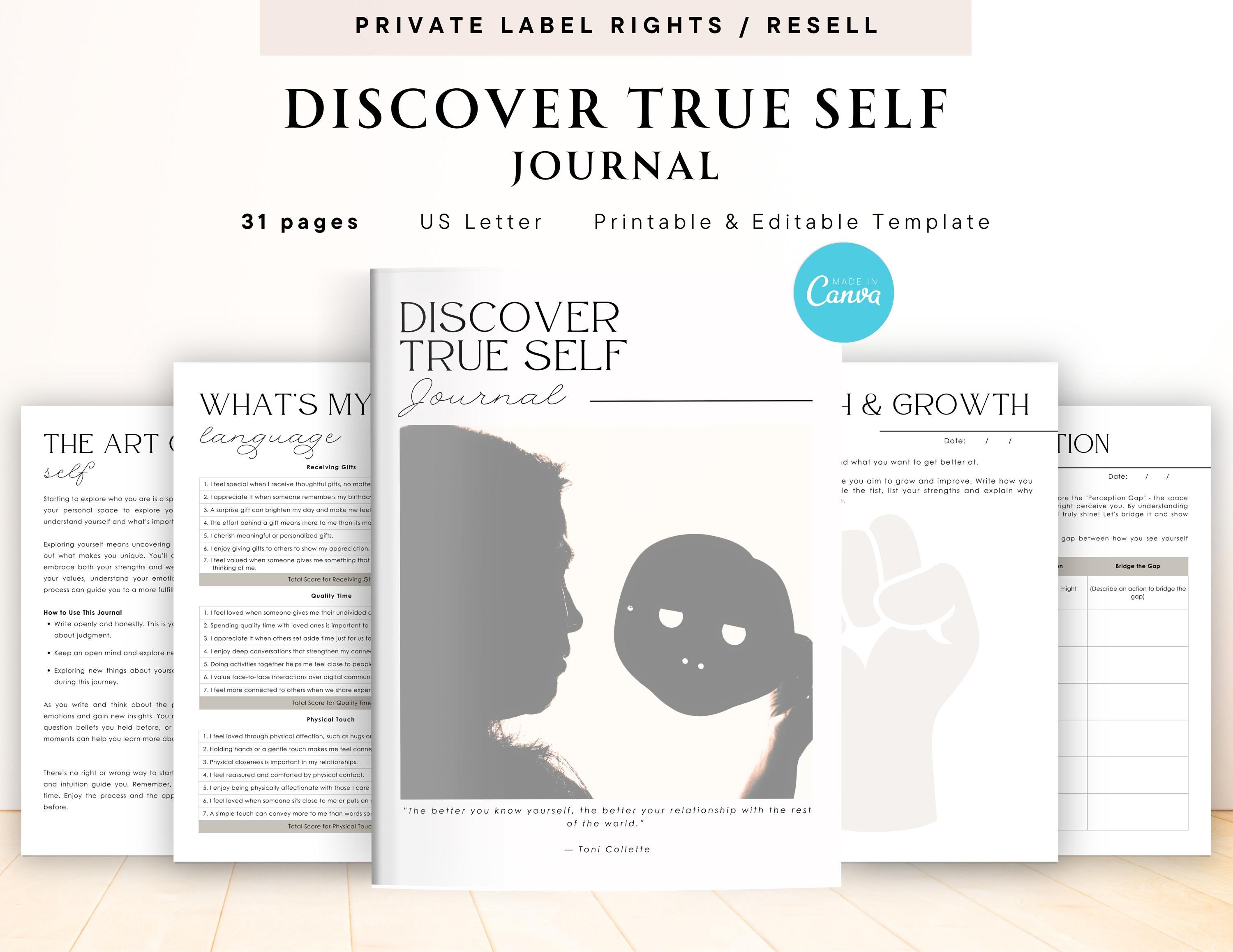 PLR / Resell Discover True Self Journal for Commercial Use, Printable ...