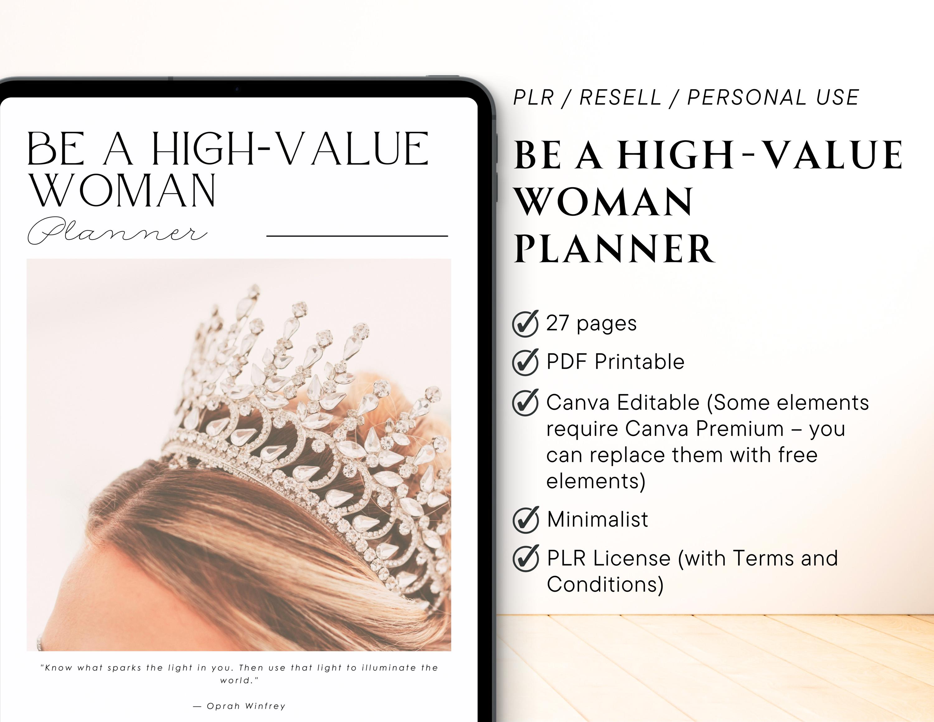 PLR / Resell Be A High-value Woman Planner for Commercial Use ...