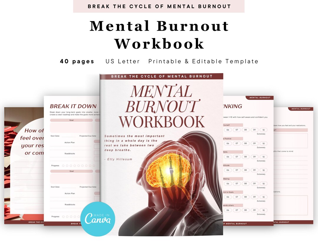 Mental Burnout Workbook | Editable and Printable Template | Personal ...