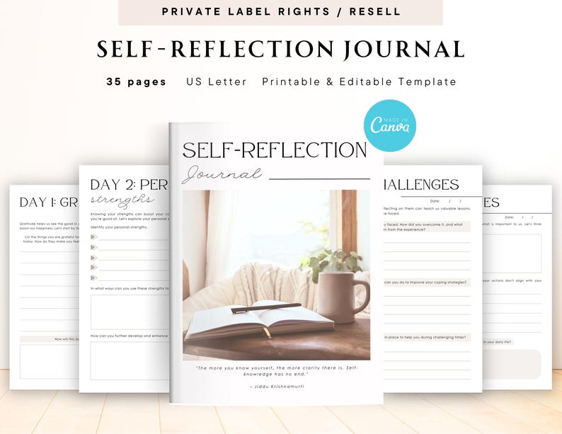 PLR / Resell Self-reflection Journal for Commercial Use, Printable and ...
