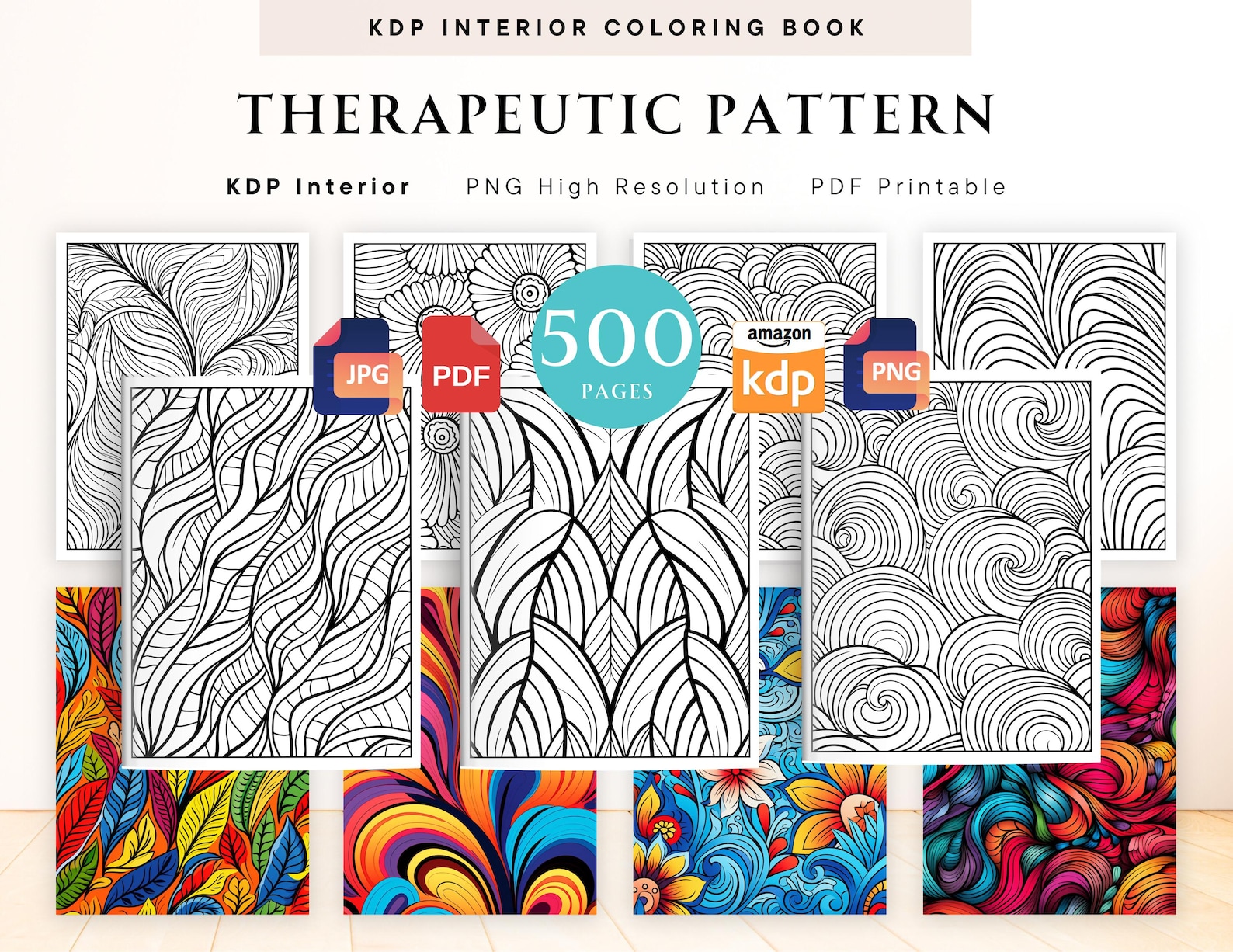 500 Therapeutic Pattern Coloring Pages for Adult, KDP Interior, PDF and ...