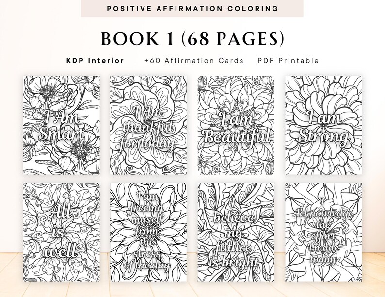 Positive Affirmation Coloring Book for Adult, KDP Interior, PDF ...