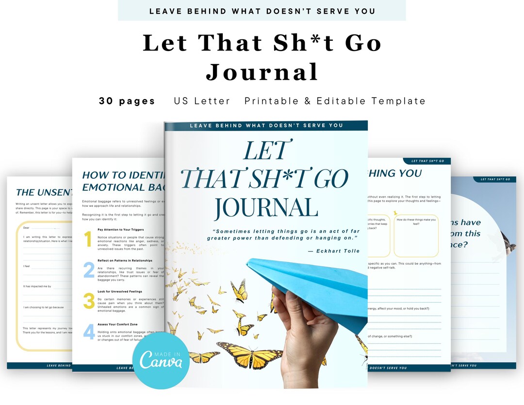 Let That Sh*t Go Journal | Editable and Printable Template | Personal ...