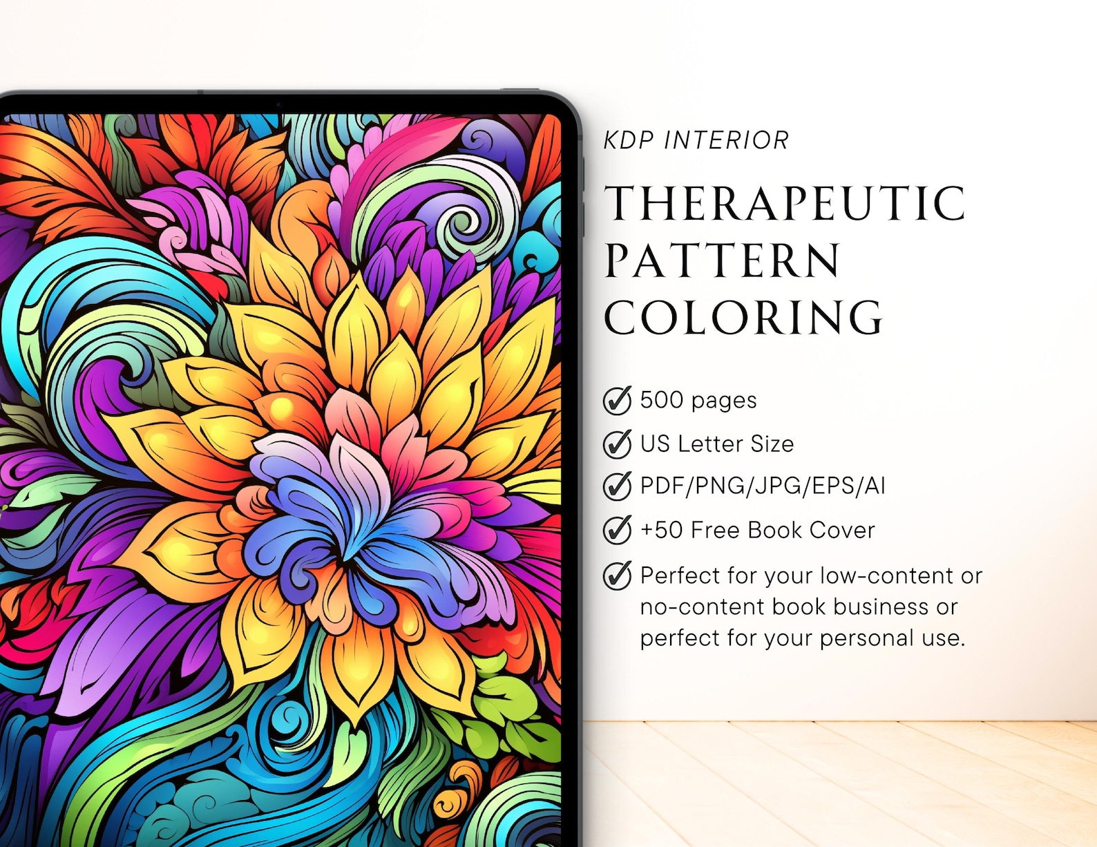 500 Therapeutic Pattern Coloring Pages for Adult, KDP Interior, PDF and ...