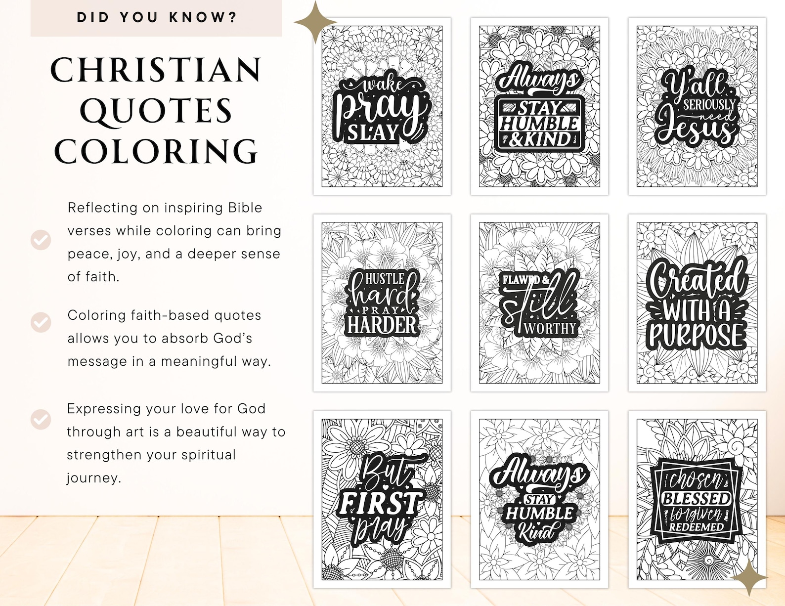 Christian Quotes Coloring Pages for Adult, KDP Interior, PDF and PNG ...