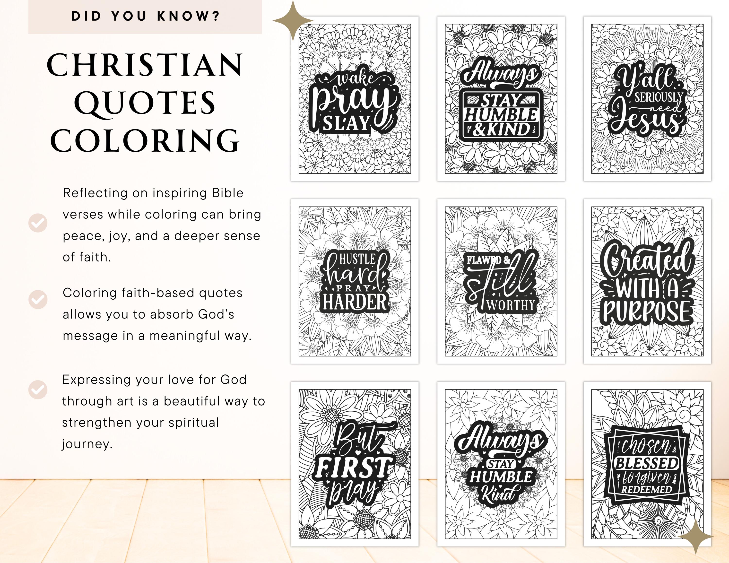 Christian Quotes Coloring Pages for Adult, KDP Interior, PDF and PNG ...
