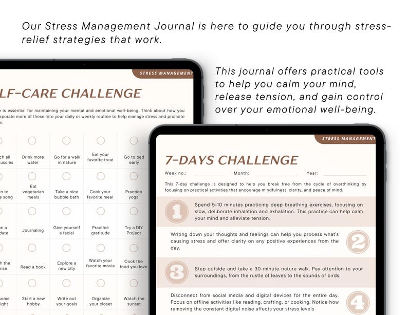 Stress Management Journal | Editable and Printable Template | Personal ...