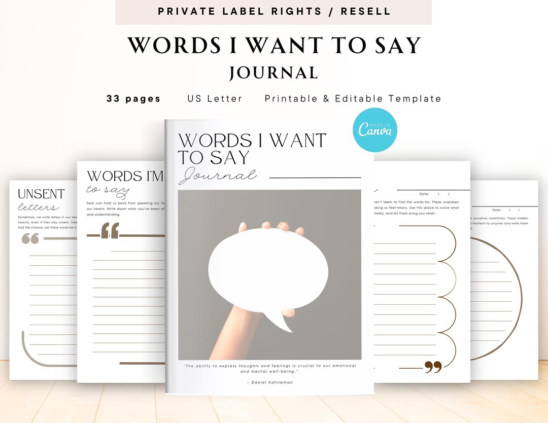 PLR / Resell Words I Want to Say Journal for Commercial Use Printable ...