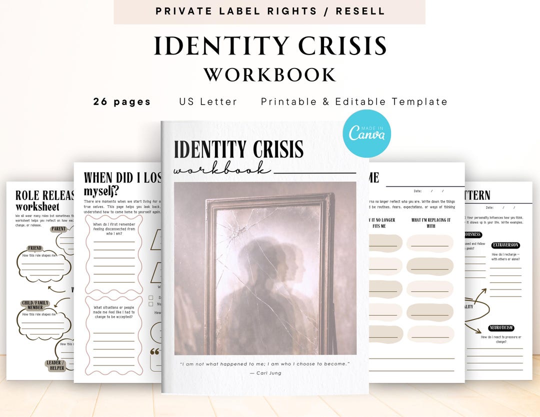 PLR / Resell Identity Crisis Workbook for Commercial Use, Printable and ...