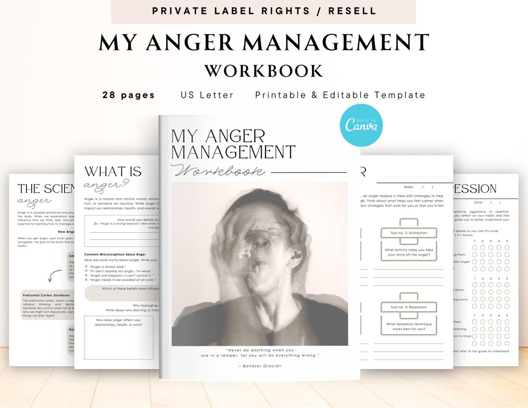 PLR / Resell My Anger Management Workbook for Commercial Use, Printable ...