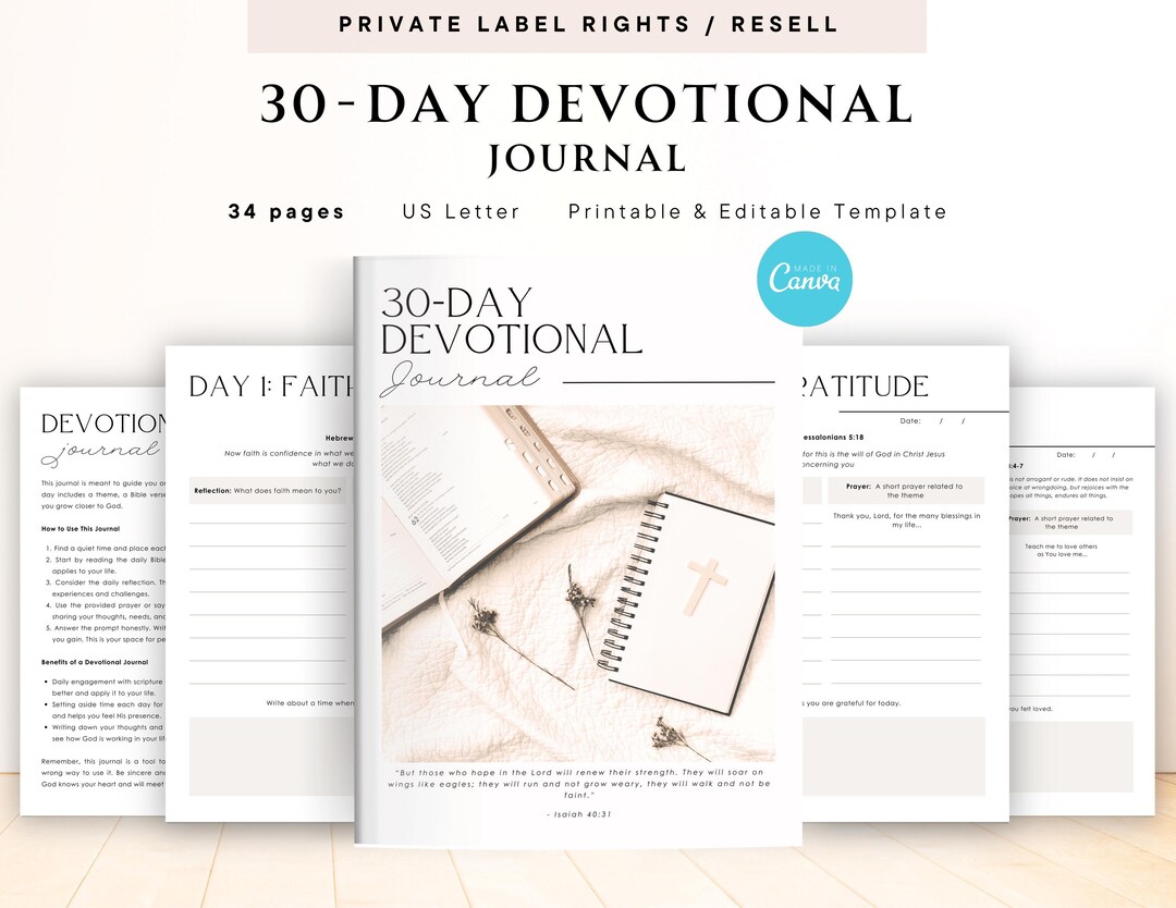 PLR / Resell 30-day Devotional Journal for Commercial Use, Printable ...