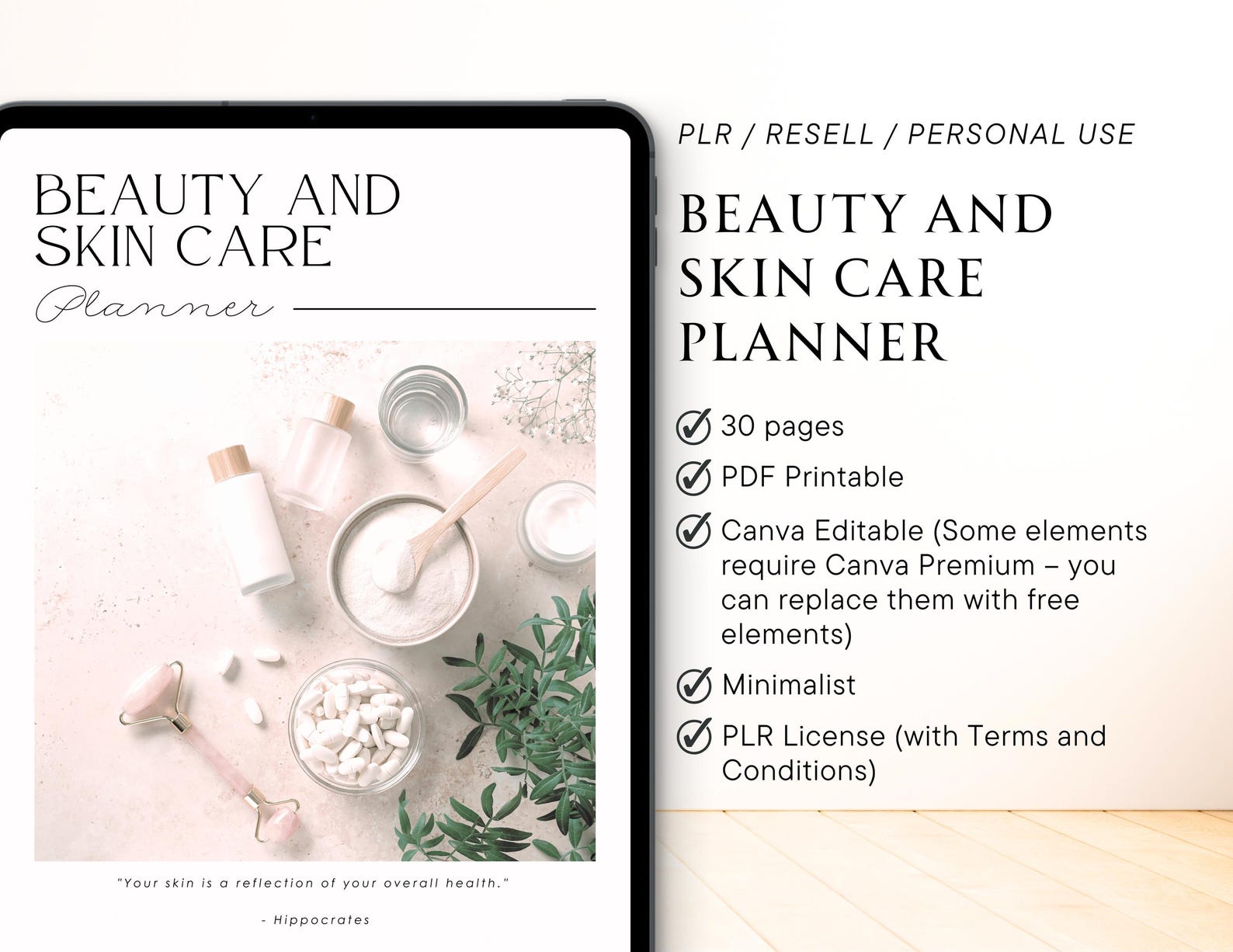PLR / Resell Beauty and Skin Care Planner for Commercial Use, Printable ...