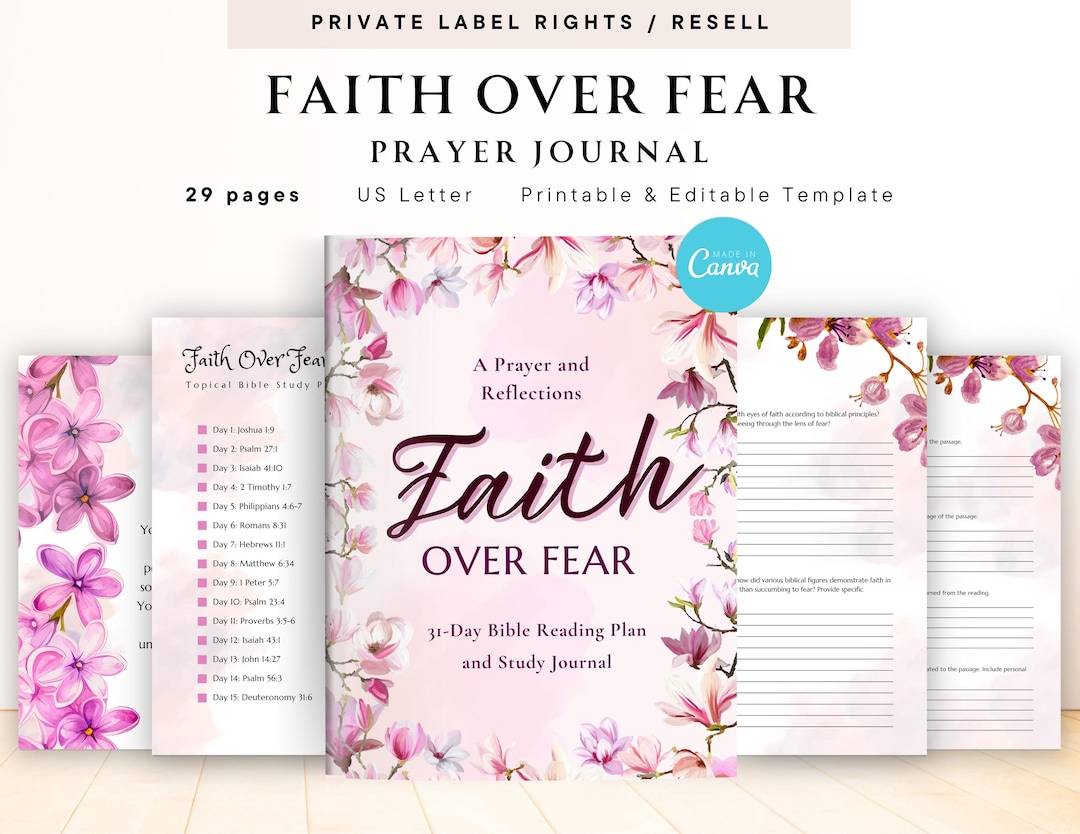 PLR / Resell Faith Over Fear Prayer Journal for Commercial Use ...