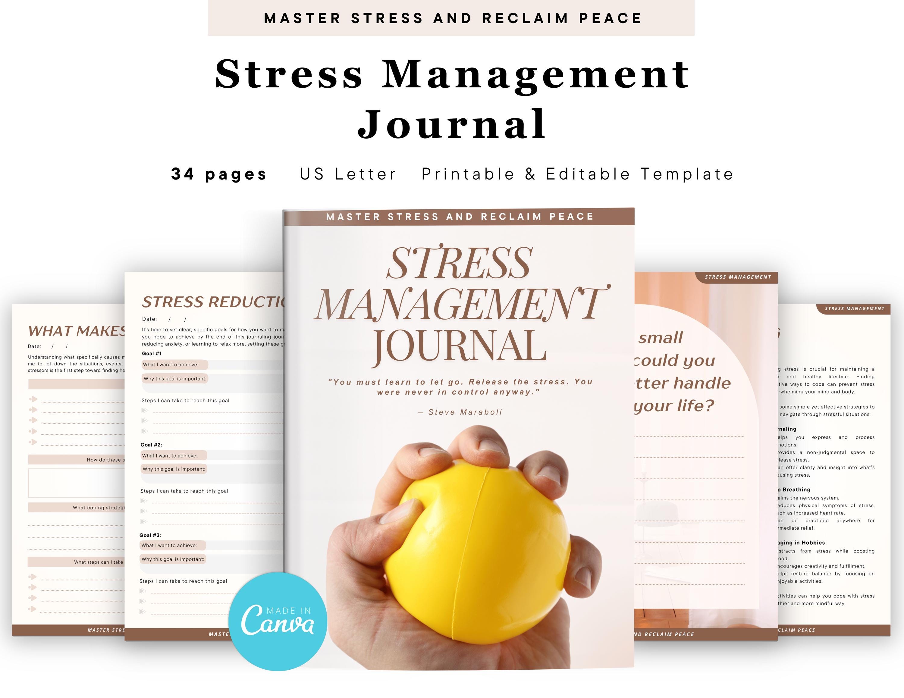 Stress Management Journal | Editable and Printable Template | Personal ...