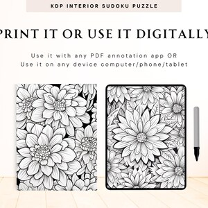 Flowers Zentangle Coloring Pages for KDP Interior, PDF and PNG ...