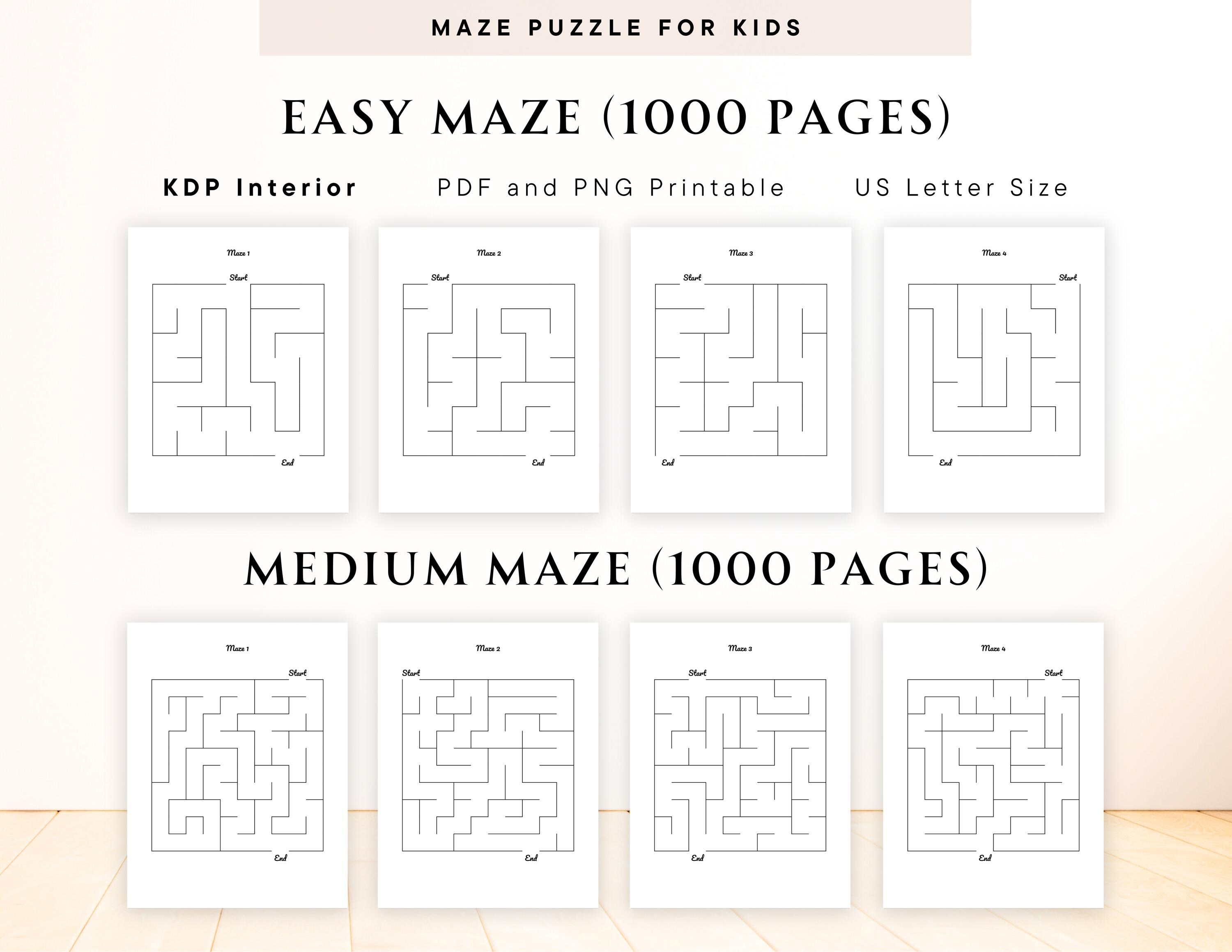 5000 Mega Mazes for Kids, KDP Interior, PDF and PNG Printables, Maze ...