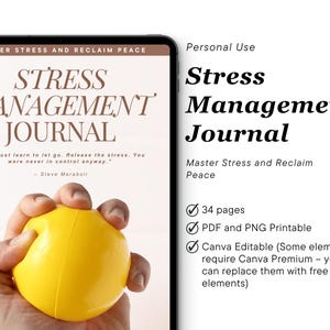 Stress Management Journal | Editable and Printable Template | Personal ...
