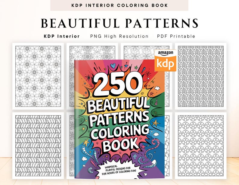 Beautiful Patterns Coloring Pages for Adult, KDP Interior, PDF and PNG ...