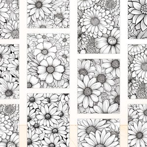 Flowers Zentangle Coloring Pages for KDP Interior, PDF and PNG ...