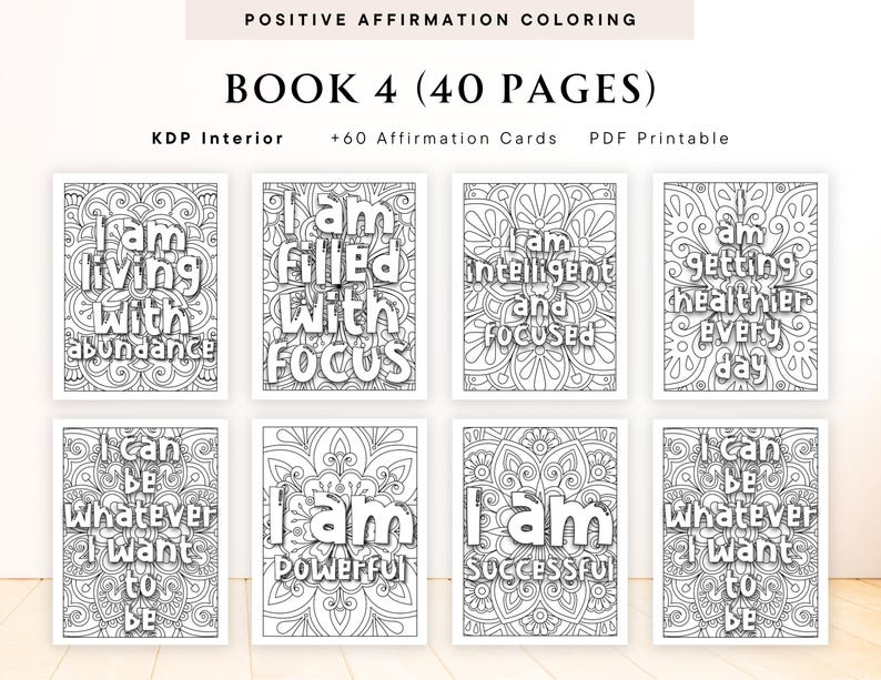Positive Affirmation Coloring Book for Adult, KDP Interior, PDF ...