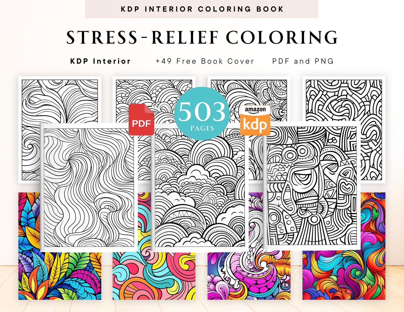 Stress-relief Coloring Pages for Adult, KDP Interior Printable With ...