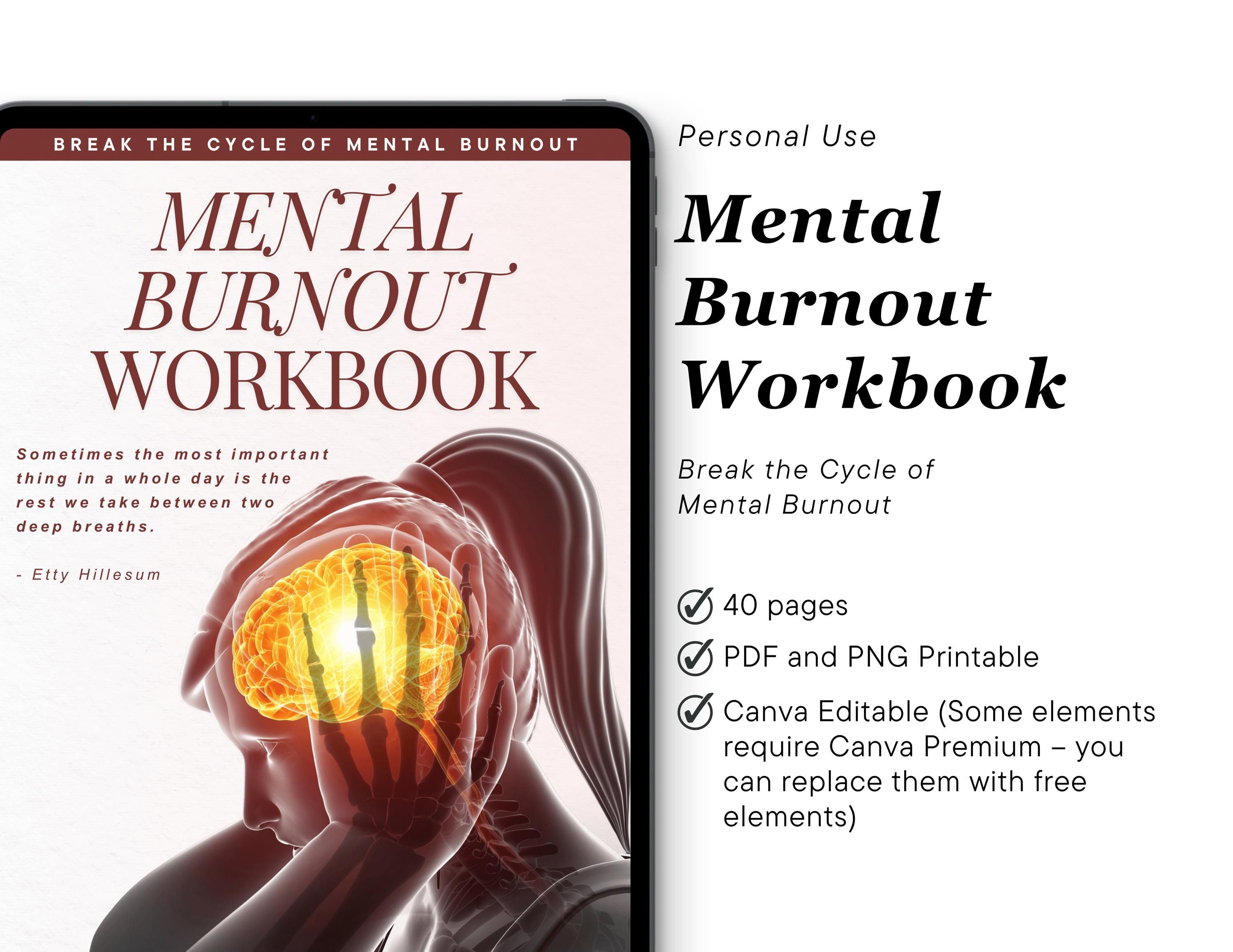 Mental Burnout Workbook Editable and Printable Template Personal Use ...