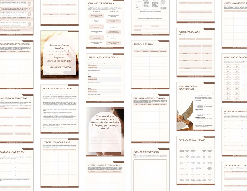 Stress Management Journal | Editable and Printable Template | Personal ...