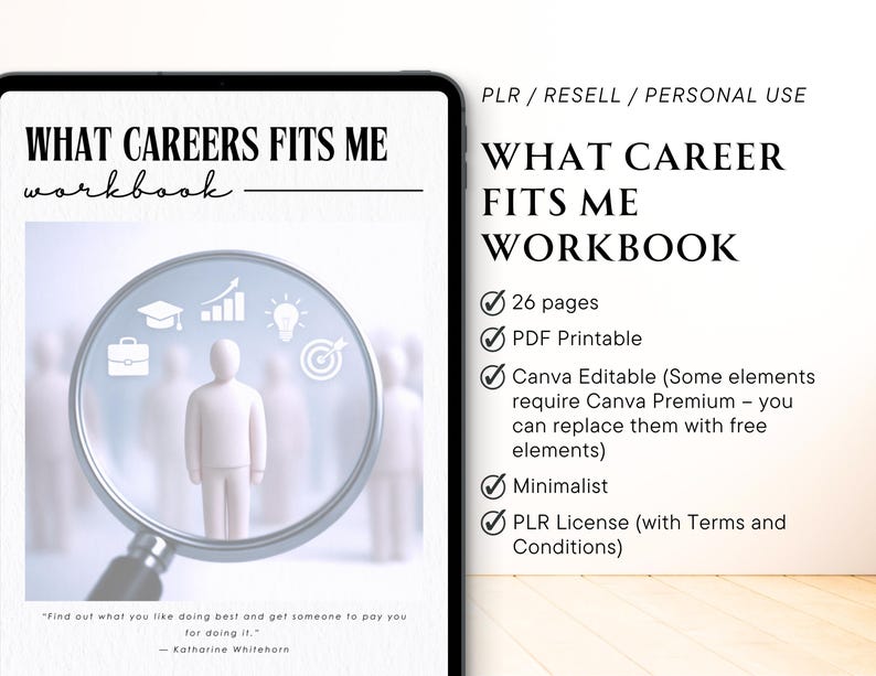 PLR / Resell What Career Fits Me Workbook for Commercial Use, Printable ...