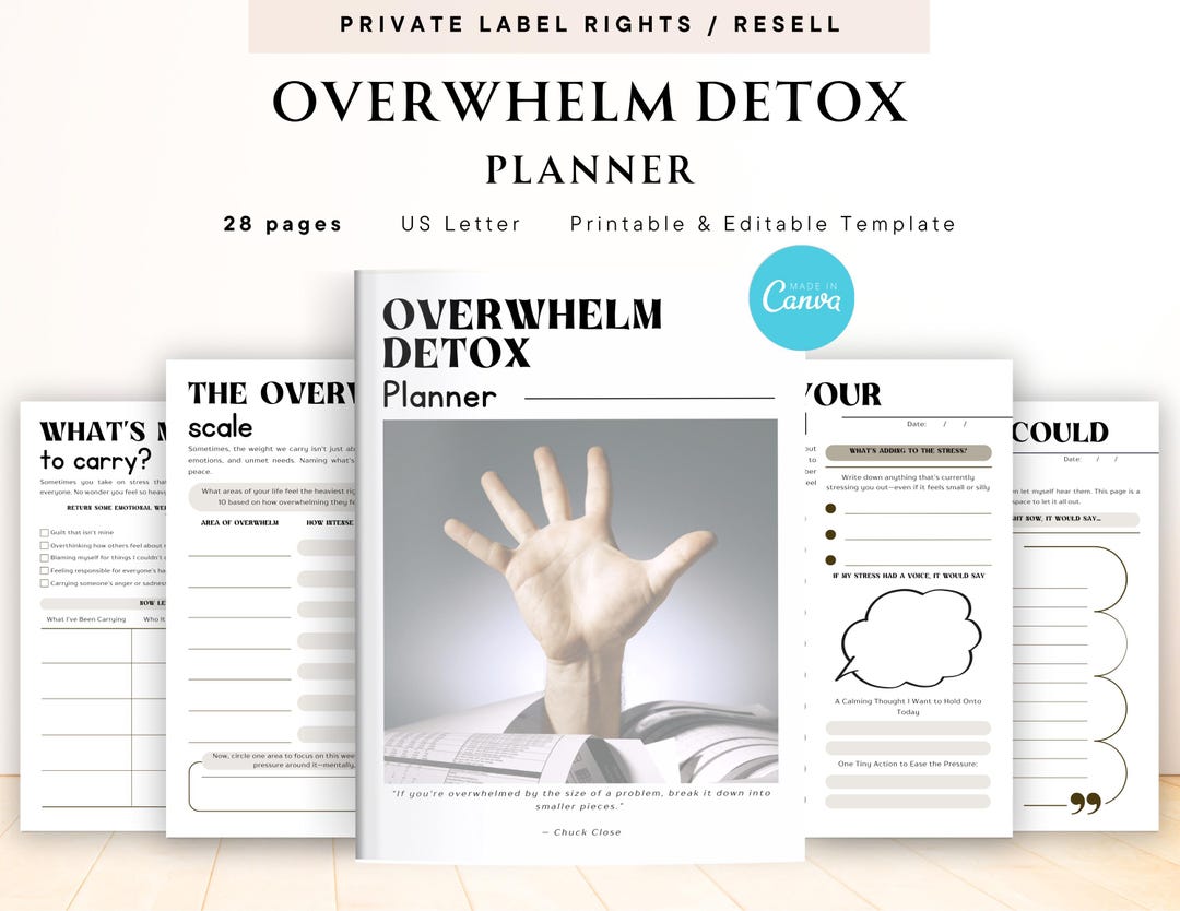 PLR / Resell Overwhelm Detox Planner for Commercial Use, Printable and ...