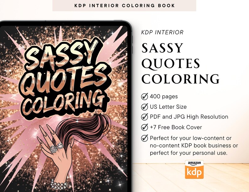 400 Sassy Quotes Coloring Pages for Adult, KDP Interior, PDF and JPG ...