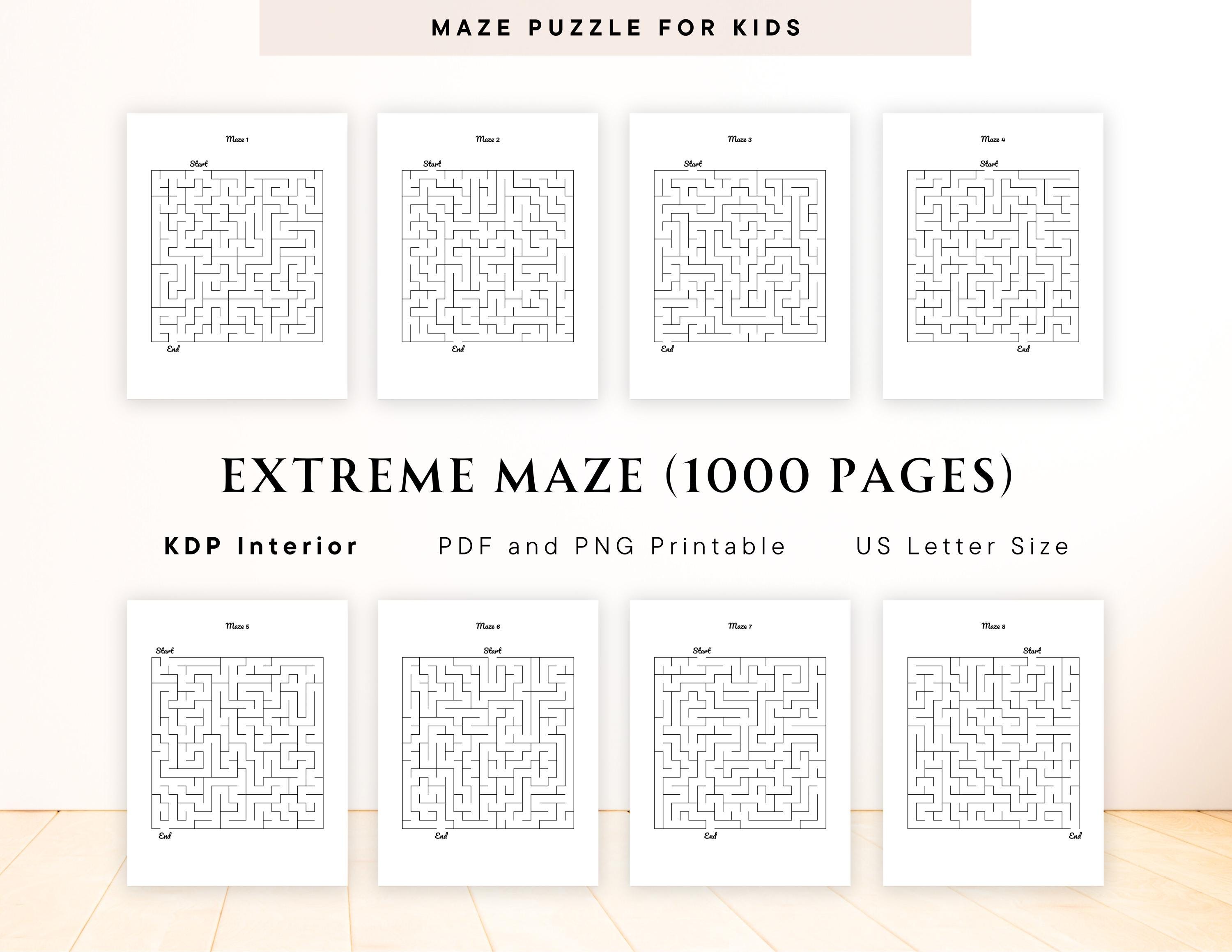 5000 Mega Mazes for Kids, KDP Interior, PDF and PNG Printables, Maze ...