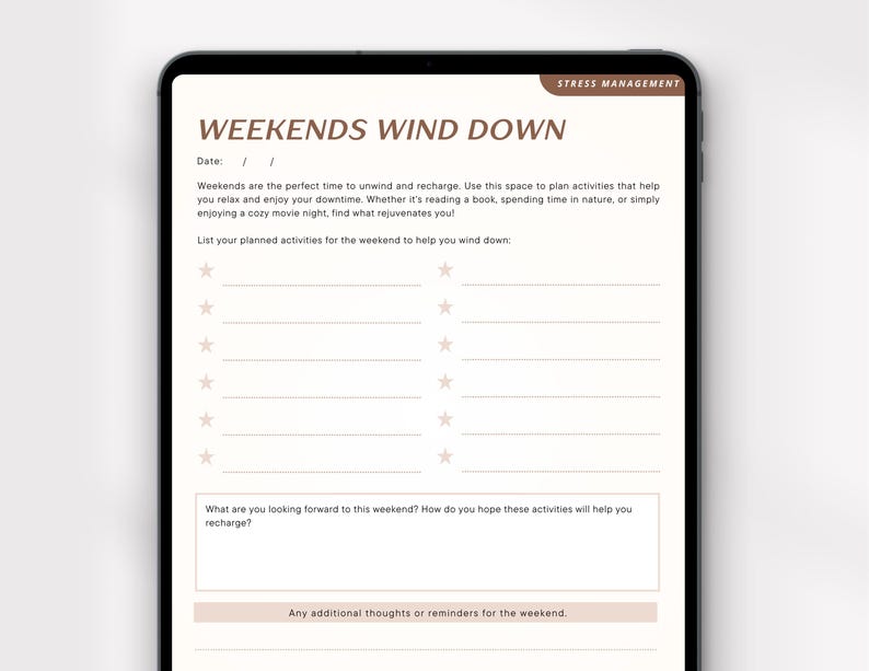 Stress Management Journal | Editable and Printable Template | Personal ...