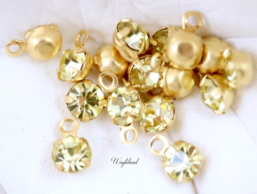 Jonquil Yellow Tiny Vintage 5mm Rhinestones Austrian Crystal Closed ...