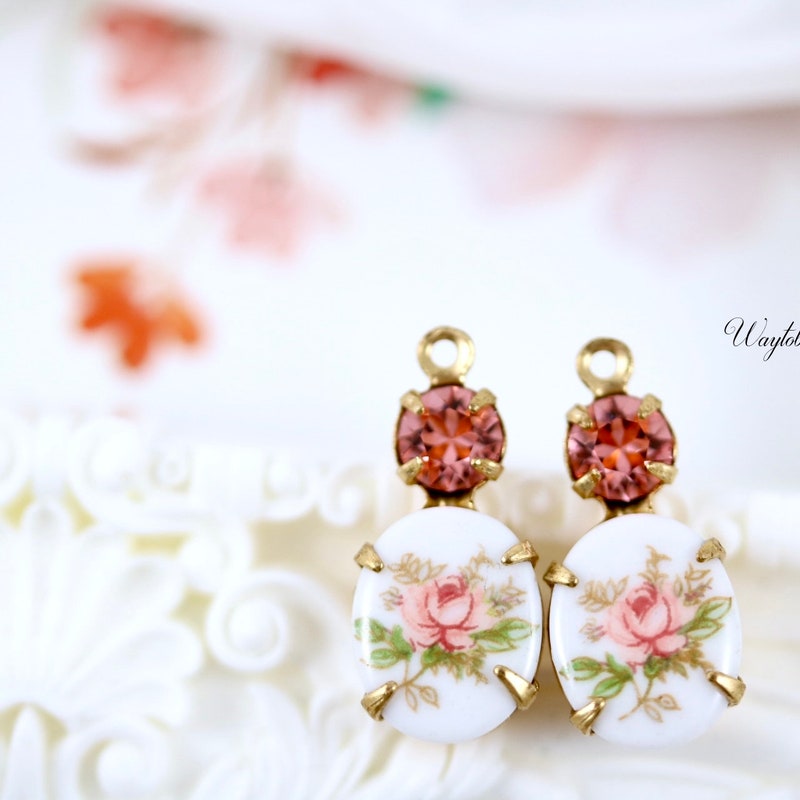 Pink Rose Cameo Earrings - Etsy UK
