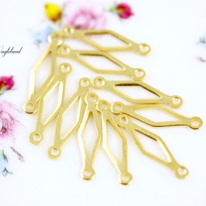 Petite Hollow Diamond Shape Matte Gold Plated 4x15mm 2-hole Connectors ...