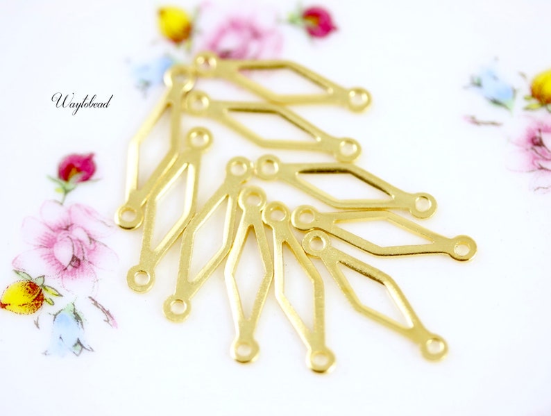 Petite Hollow Diamond Shape Matte Gold Plated 4x15mm 2-hole - Etsy