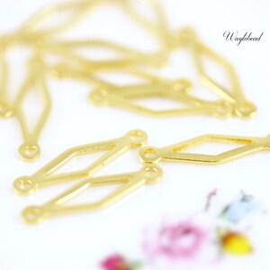 Petite Hollow Diamond Shape Matte Gold Plated 4x15mm 2-hole Connectors ...