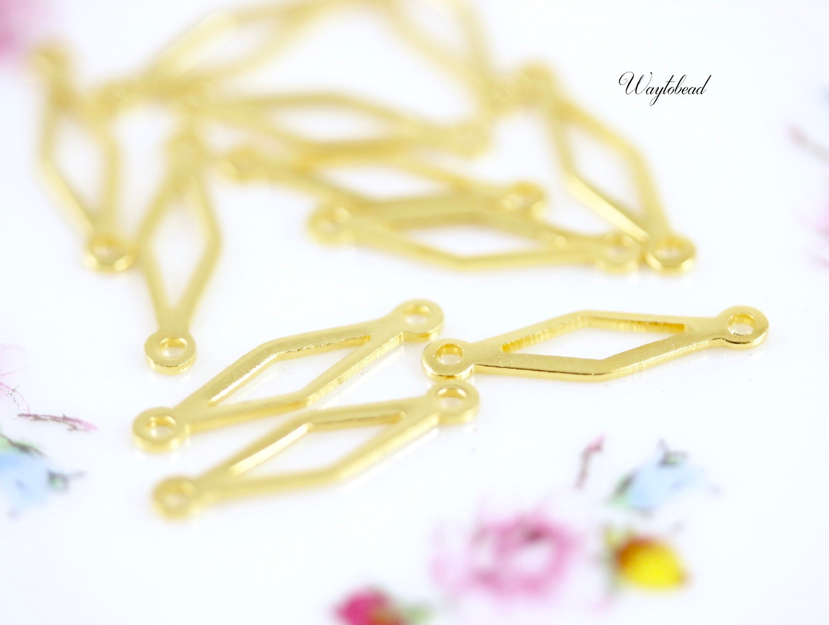 Petite Hollow Diamond Shape Matte Gold Plated 4x15mm 2-hole - Etsy