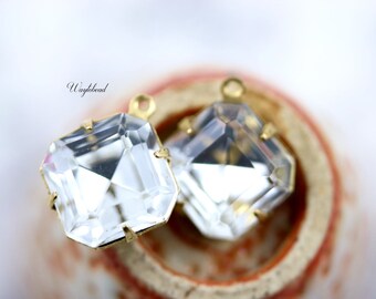 Vintage Opaque Yellow Glass Octagon Stones in 1 Loop Brass - Etsy