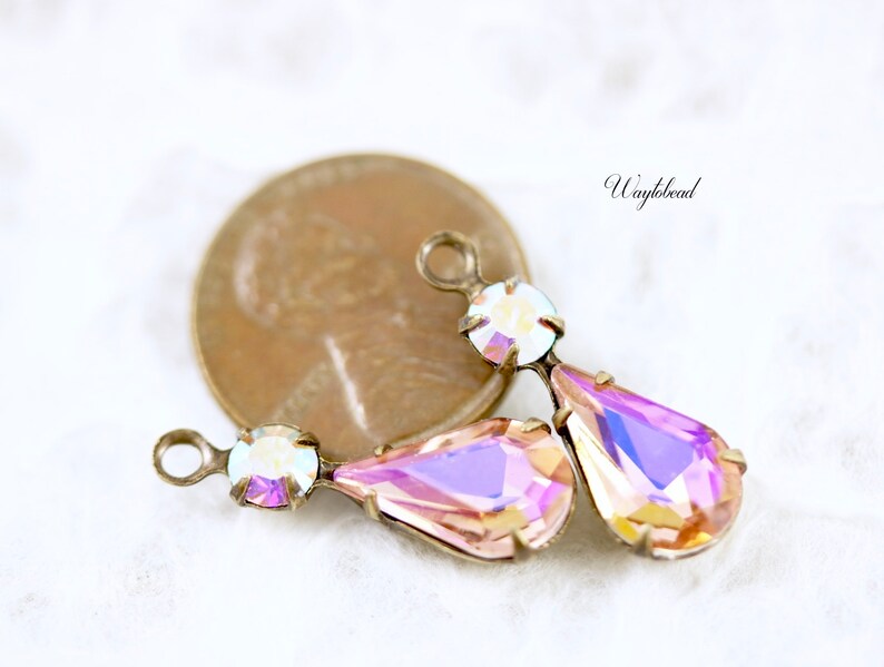Aurora Borealis Glass Drops Pear Shaped Set Stones 1 Ring Raw - Etsy