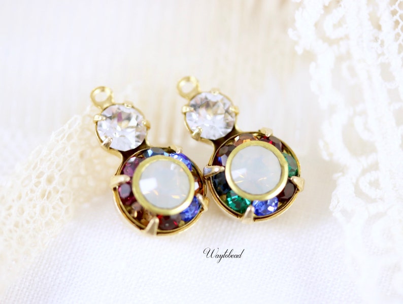 Crystal Clear Multi Color & Light Grey Opal 15x9mm Two Layers Glass ...