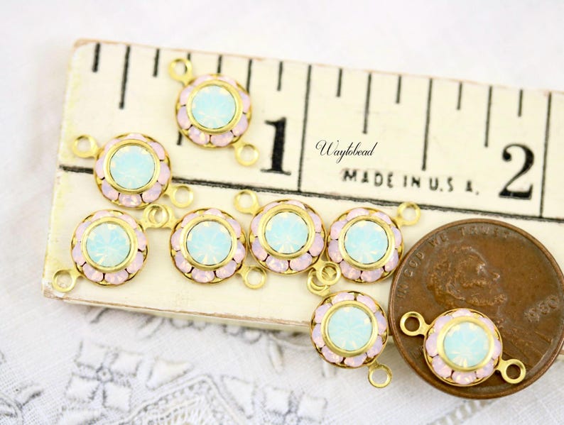 Rose Opal & Chrysolite Opal Two Layer Crystal Round Drop Dangle Charm ...