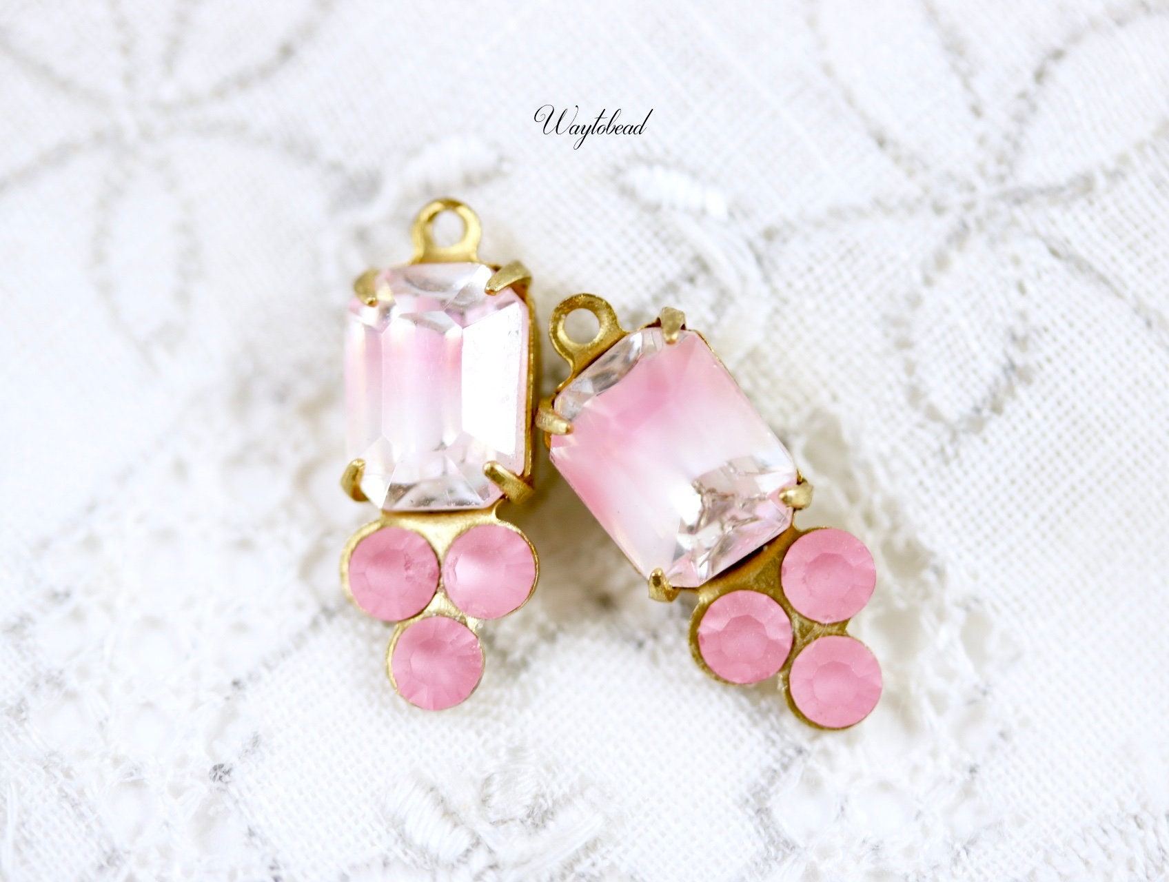Pink White Givre And Matte Frosted Light Rose 17x7mm Earring Etsy