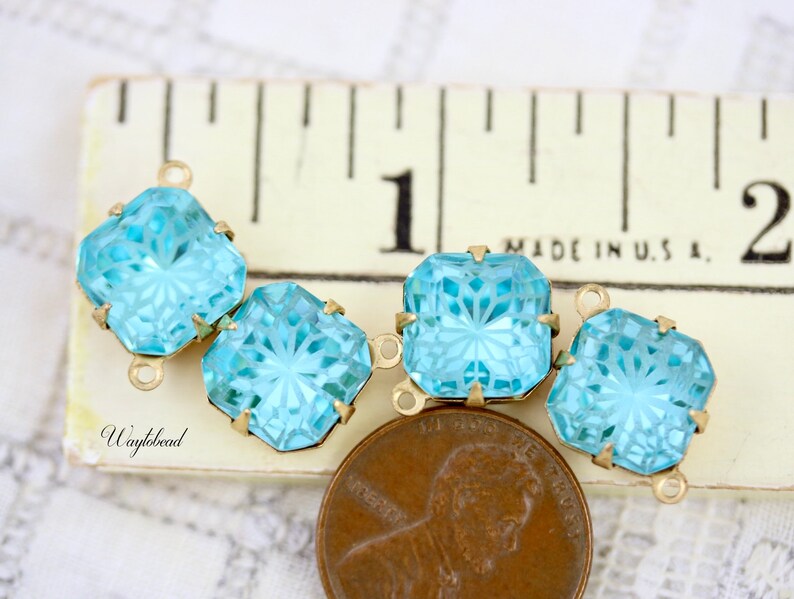 10mm Flower Floral Glass Aquamarine Blue Square Octagon Stones - Etsy
