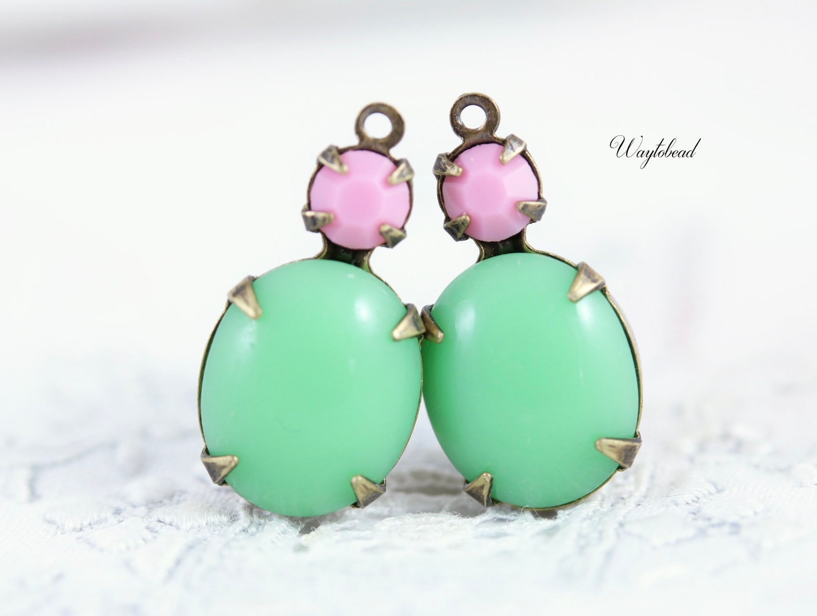 Vintage Oval Glass Gem Charms Austrian Rhinestone Set Stones - Etsy