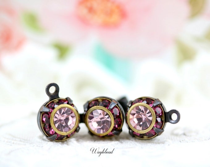 Two Layer Round Rondelle Light Amethyst Purple Ear Studs With Loops ...