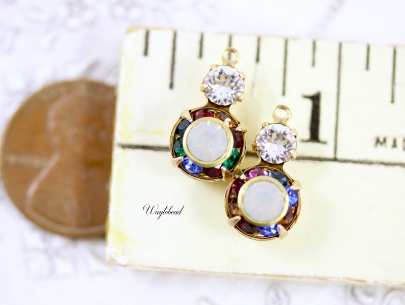 Crystal Clear Multi Color & Light Grey Opal 15x9mm Two Layers Glass ...