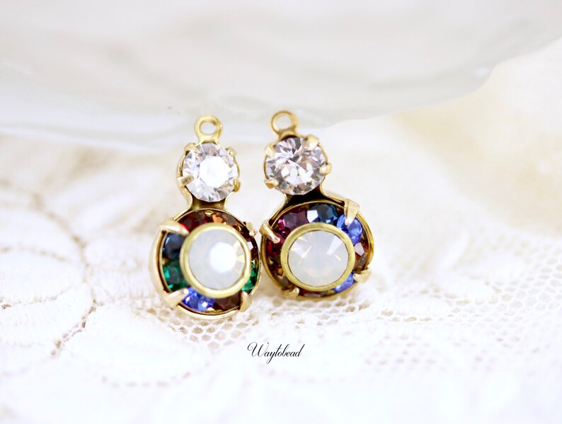 Crystal Clear Multi Color & Light Grey Opal 15x9mm Two Layers Glass ...
