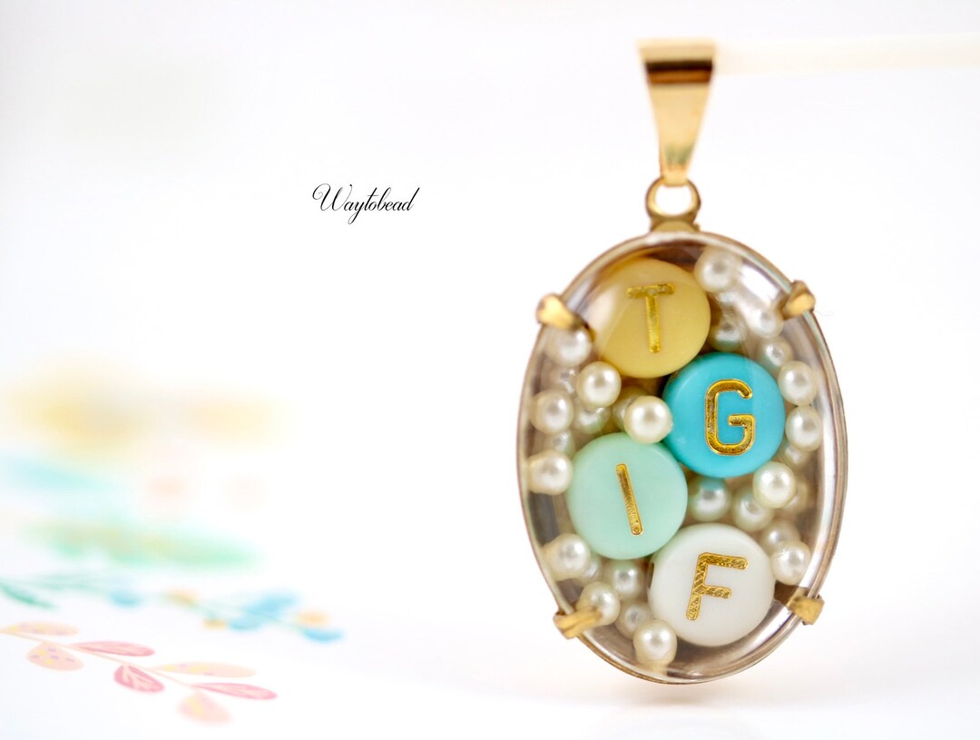 TGIF Letters Alphabets Brass Shadow Box Pendant Tiny Faux - Etsy