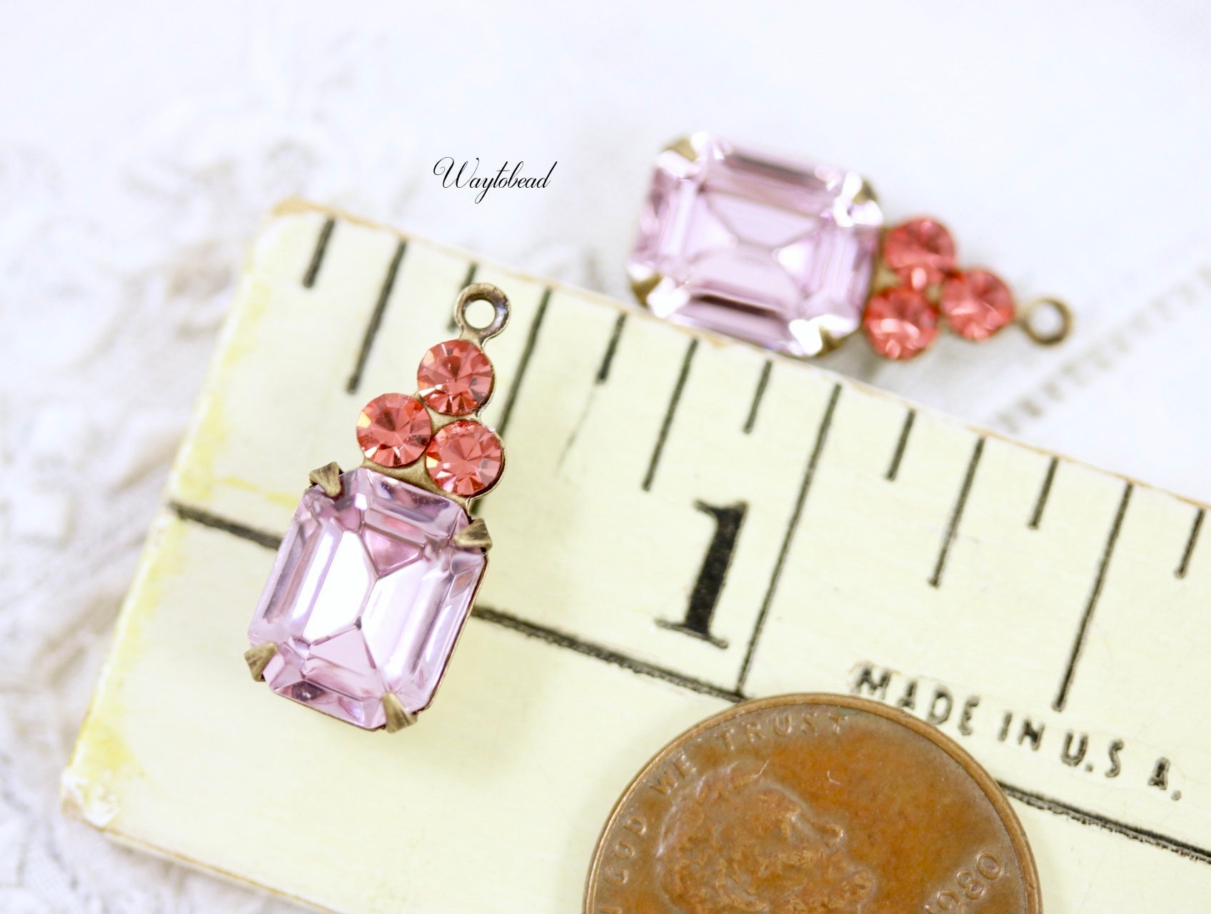 Set Stones Vintage Octagon Austrian Crystals 1 Ring Brass - Etsy